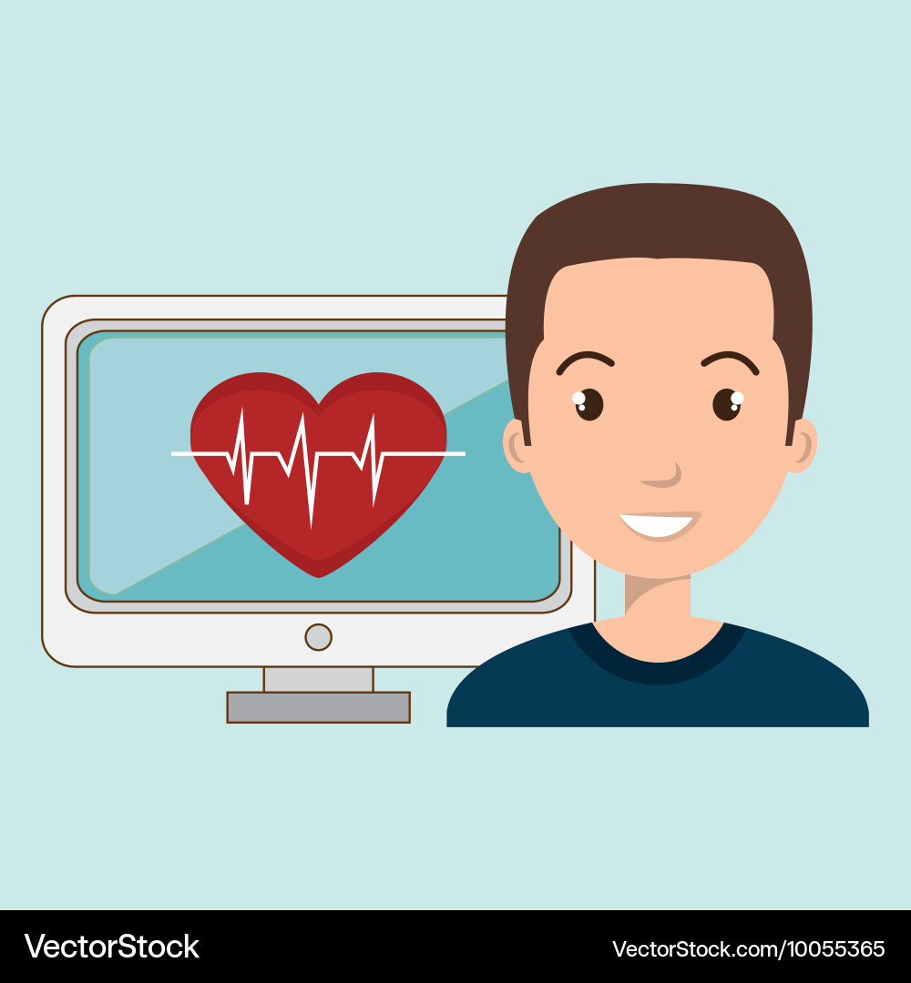 Man cardiology screen technology Royalty Free Vector Image