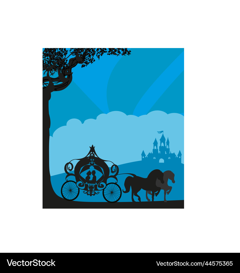 Princess with prince in the carriage Royalty Free Vector