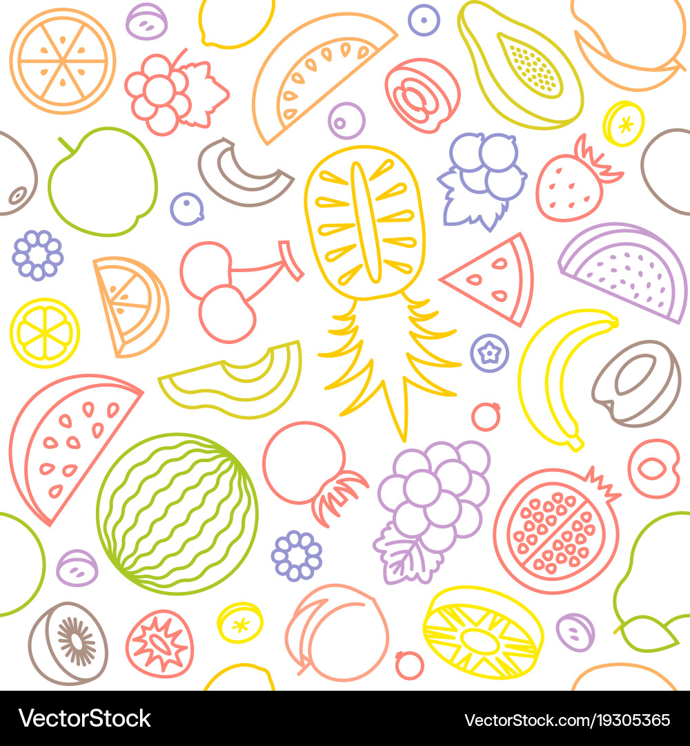 Seamless pattern of various fruits Royalty Free Vector Image