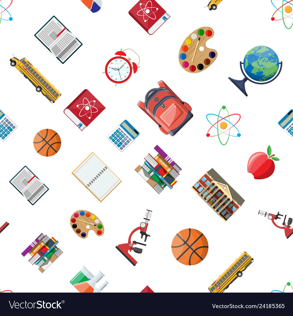 Seamless school set pattern Royalty Free Vector Image