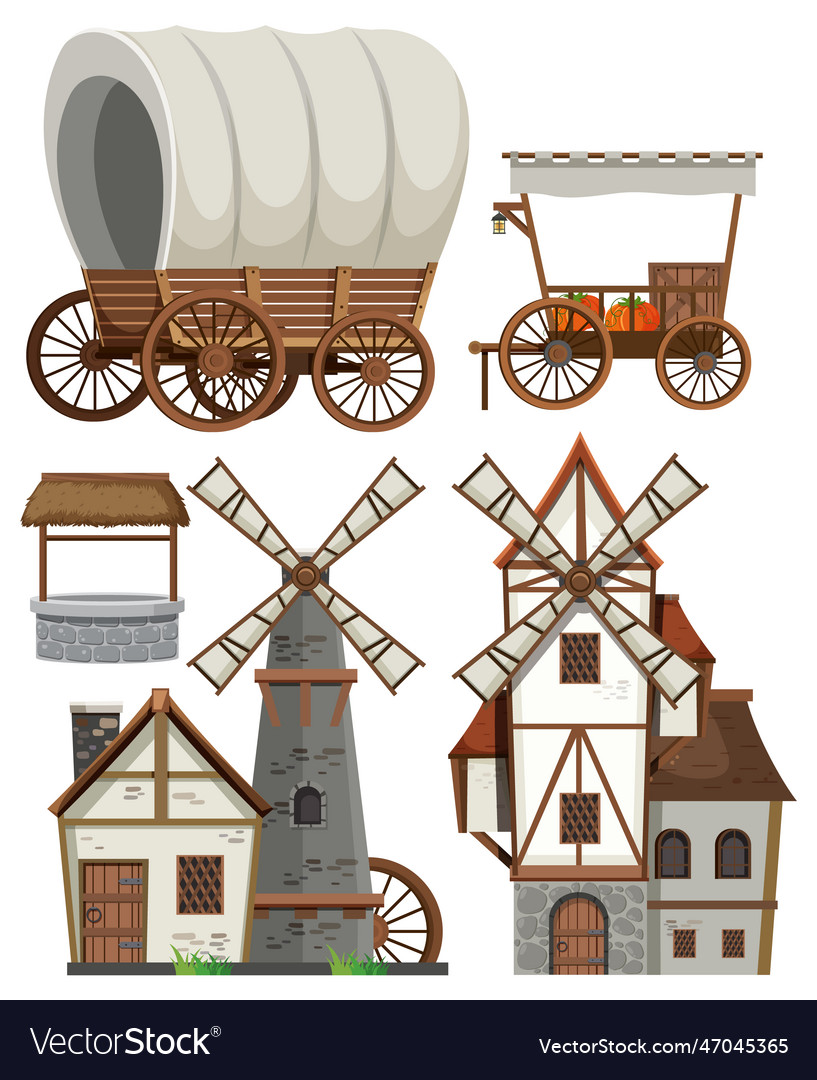 Set of medieval object Royalty Free Vector Image