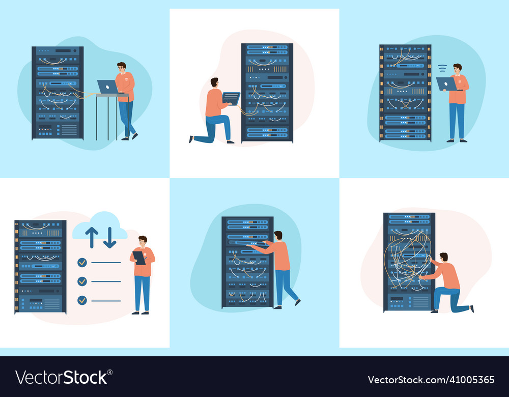 System maintenance flat set Royalty Free Vector Image