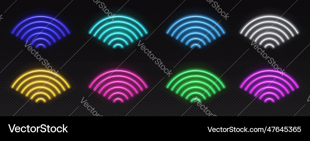Wifi neon internet signal light glow icon Vector Image
