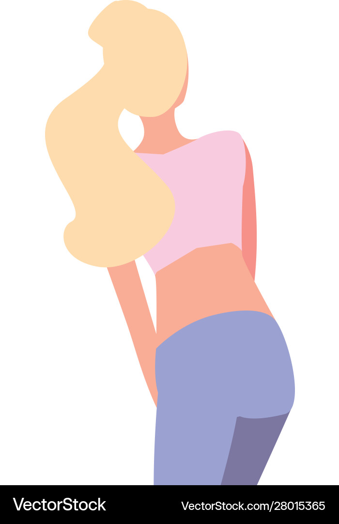Young woman back position on white background Vector Image