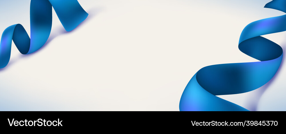 Bended blue silk ribbons on white background Vector Image