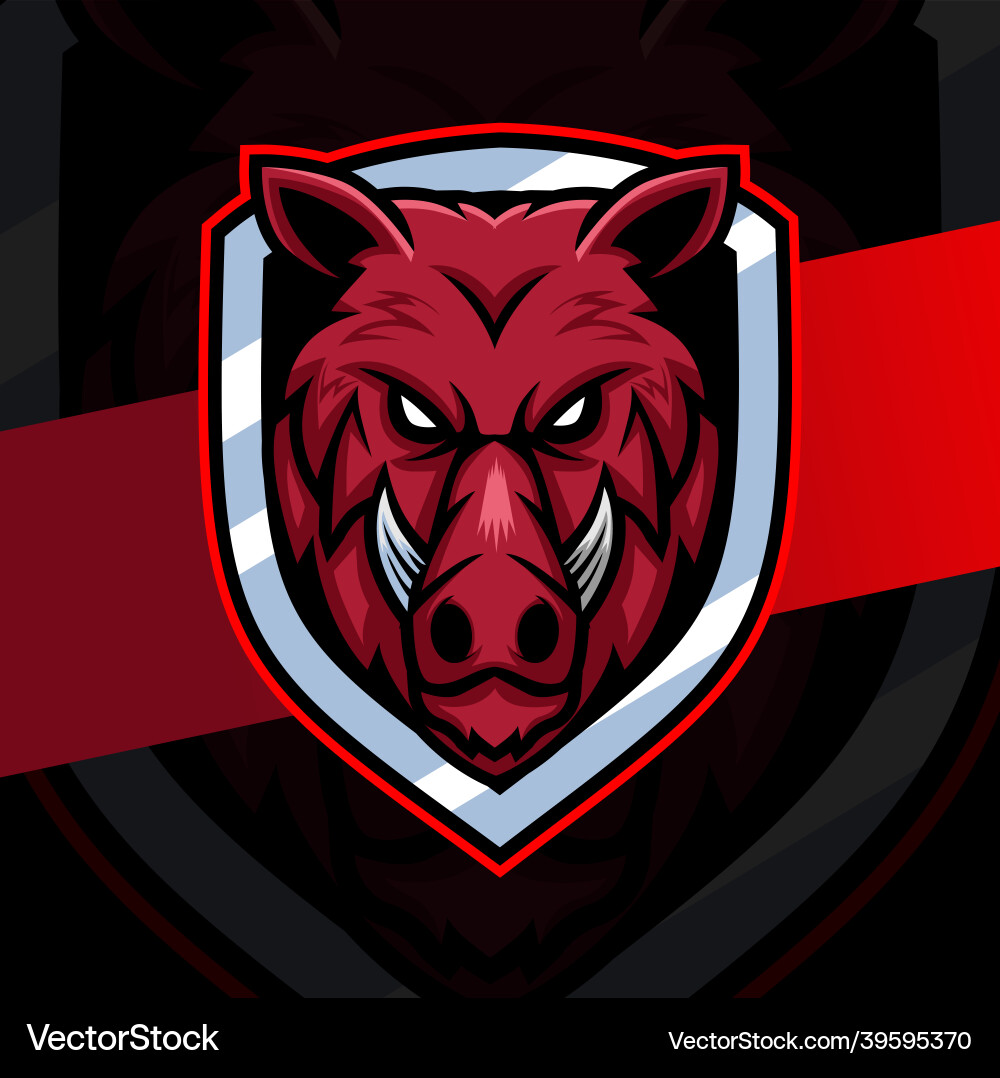 Boar hog head mascot character logo design Vector Image