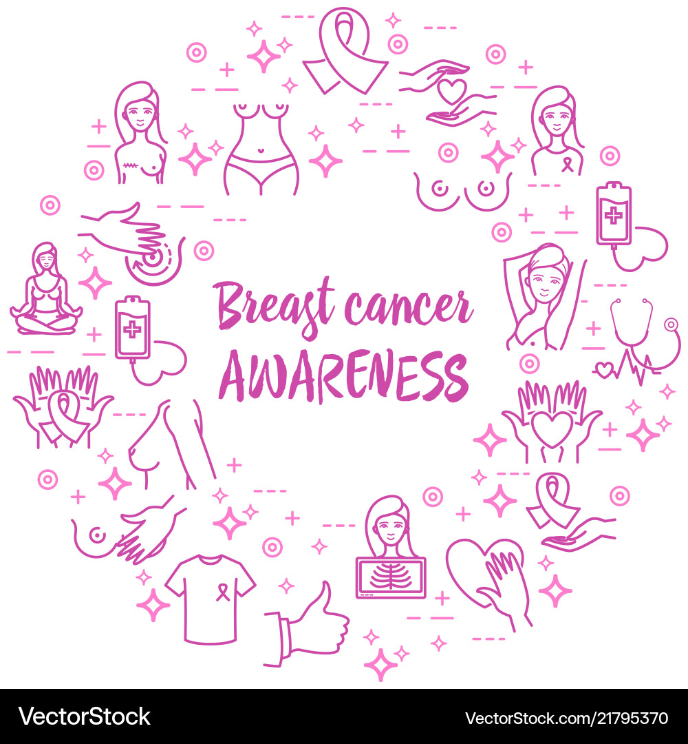 Breast cancer icons Royalty Free Vector Image - VectorStock