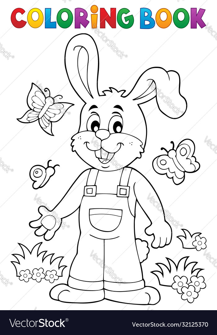 Coloring book easter rabbit theme 6 Royalty Free Vector