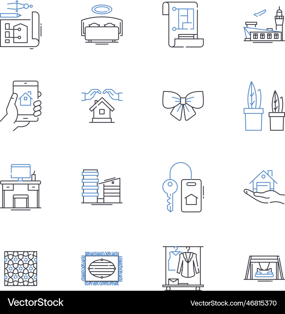Exhibition design line icons collection Royalty Free Vector