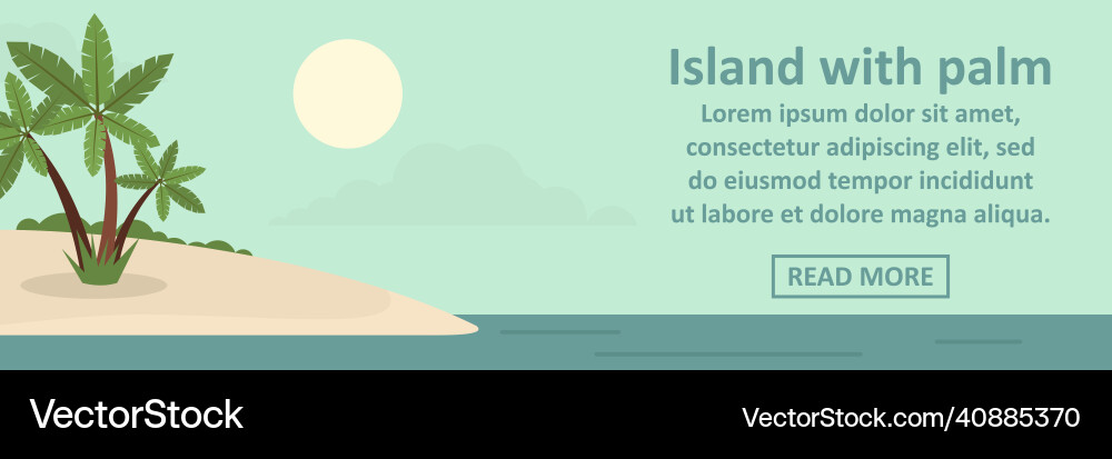 Island with palm banner horizontal concept Vector Image