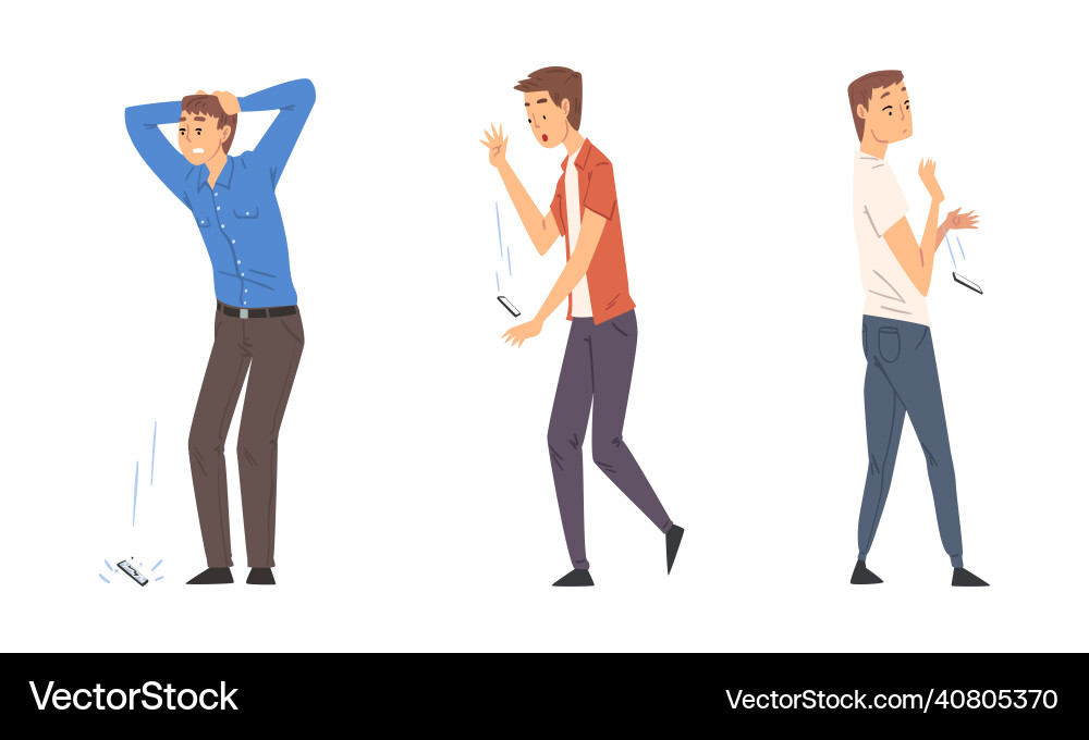Young man dropping their smartphone by accident Vector Image