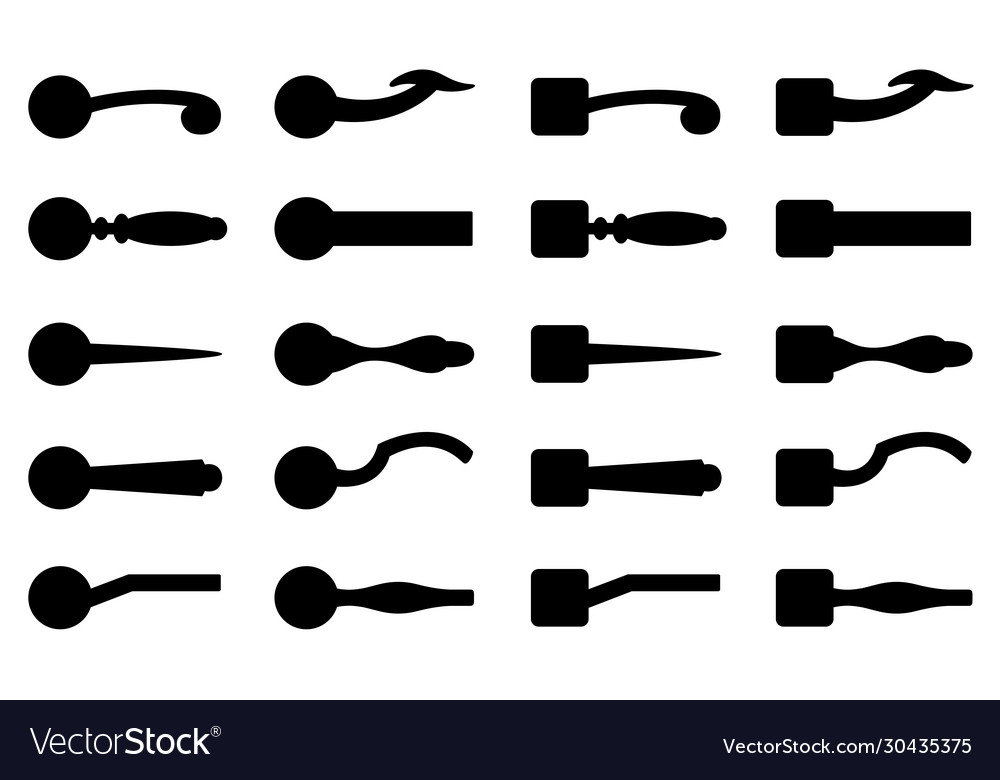 Collection different door knobs Royalty Free Vector Image
