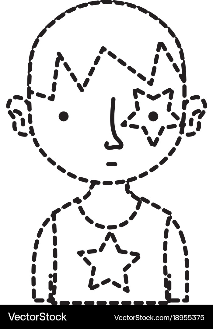 Dotted shape boy rocker with star tattoo Vector Image