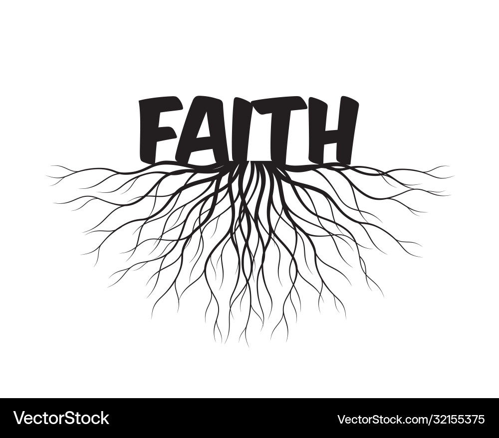 Faith text and idea concept with leaves Royalty Free Vector