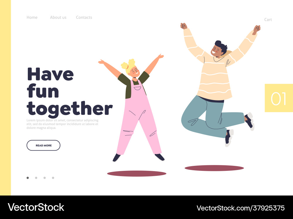Have fun together concept landing page Royalty Free Vector