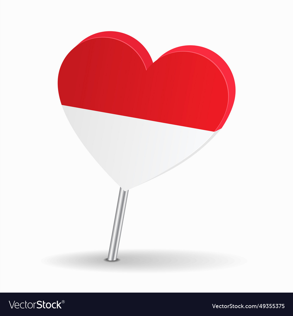 Indonesian flag heart-shaped map pointer layout Vector Image