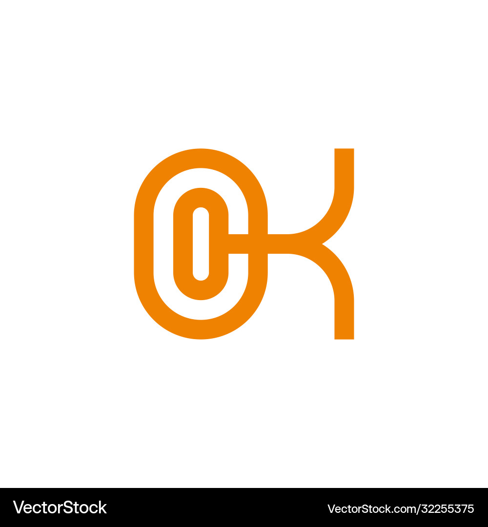 Letter ok stripes geometric line symbol Royalty Free Vector