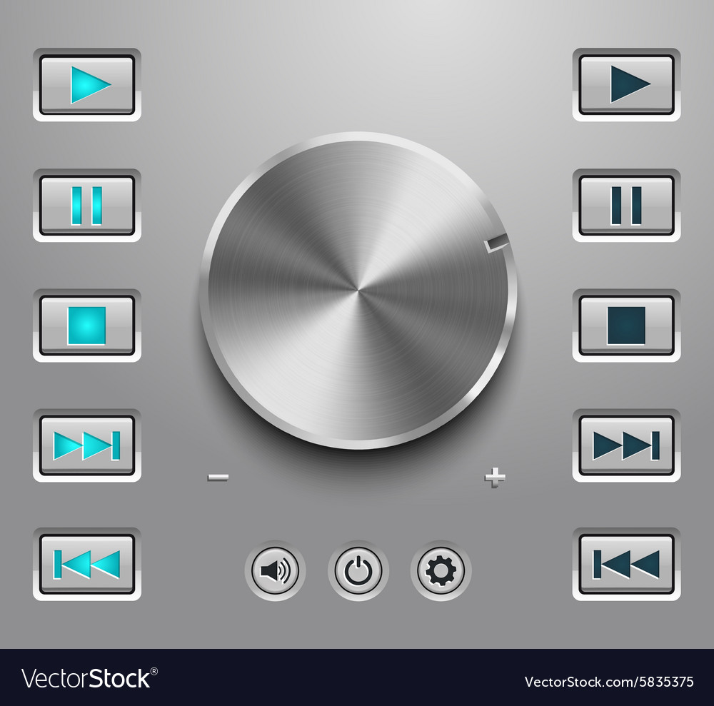 Metal volume button and setting volume buttons Vector Image