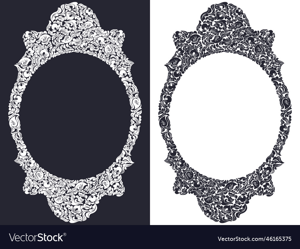 Round shape floral frame made of leaves vintage Vector Image
