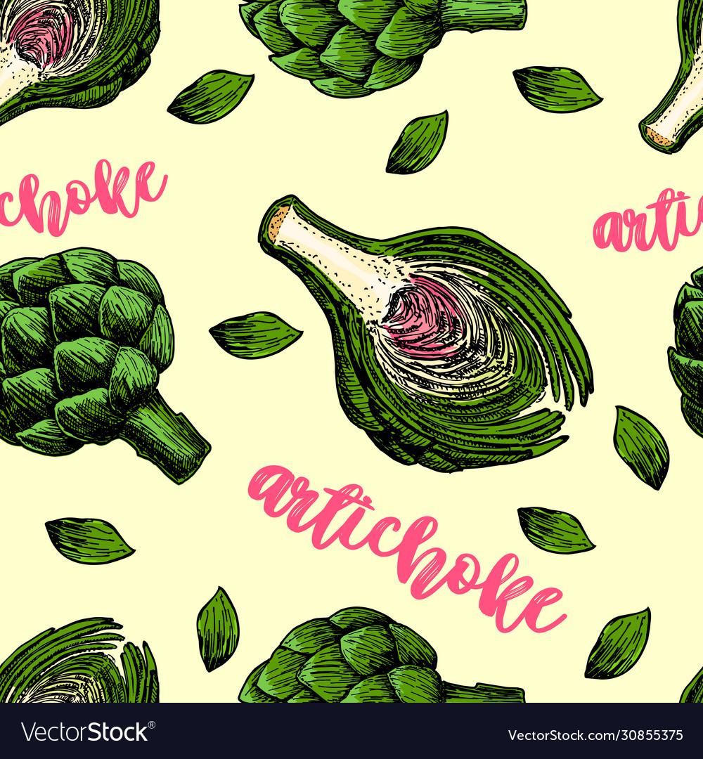 Seamless pattern with artichoke symbol Royalty Free Vector