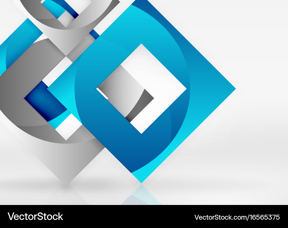 Squares geometric shapes in light grey 3d space Vector Image