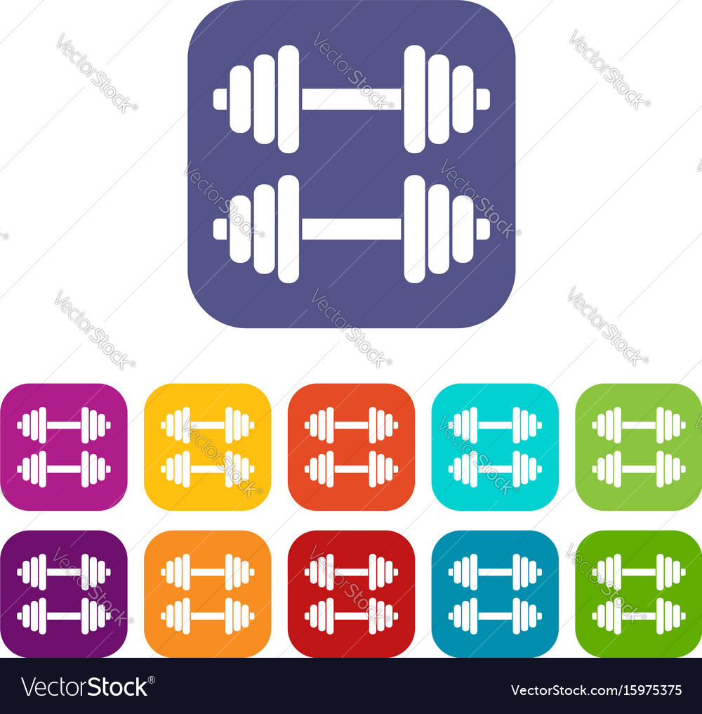 Two dumbbells icons set Royalty Free Vector Image