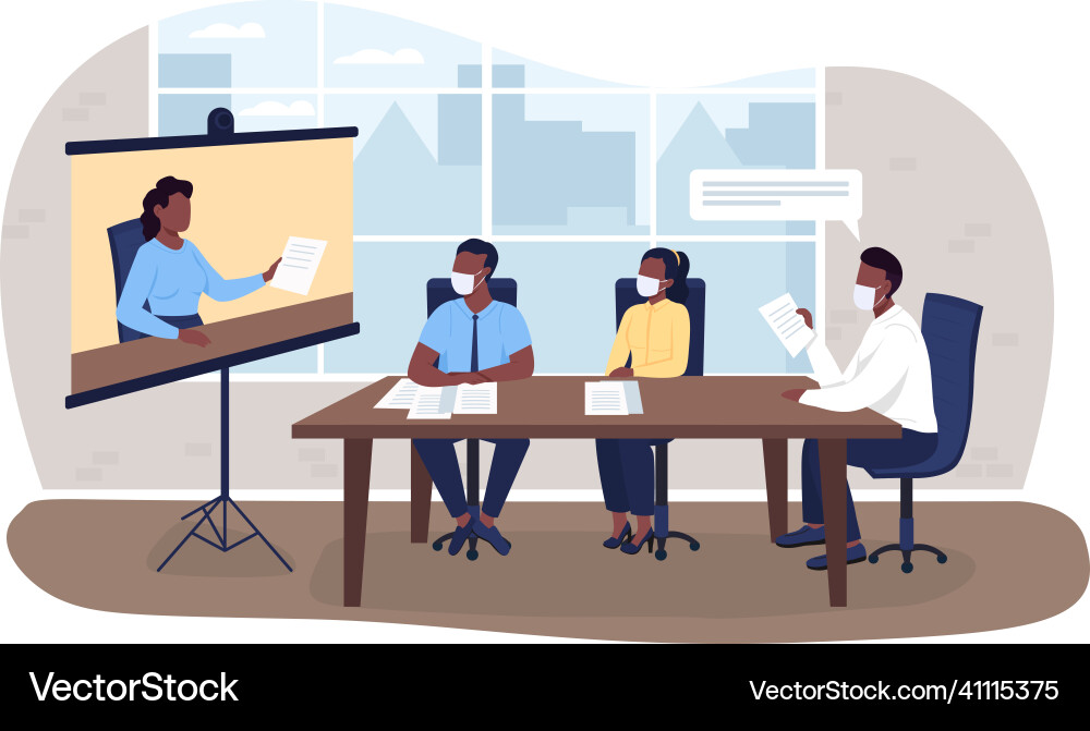Virtual business meeting during pandemic 2d web Vector Image