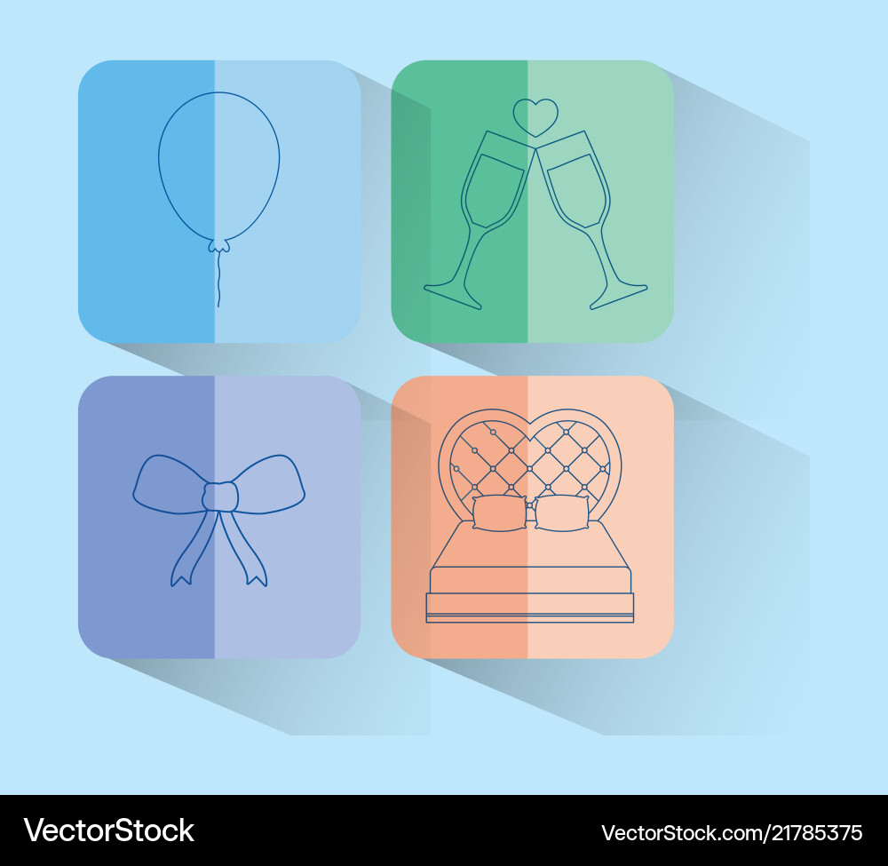 Wedding celebration card with set icons Royalty Free Vector