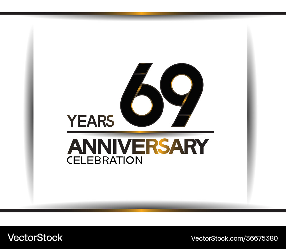 69 years anniversary black color simple design Vector Image