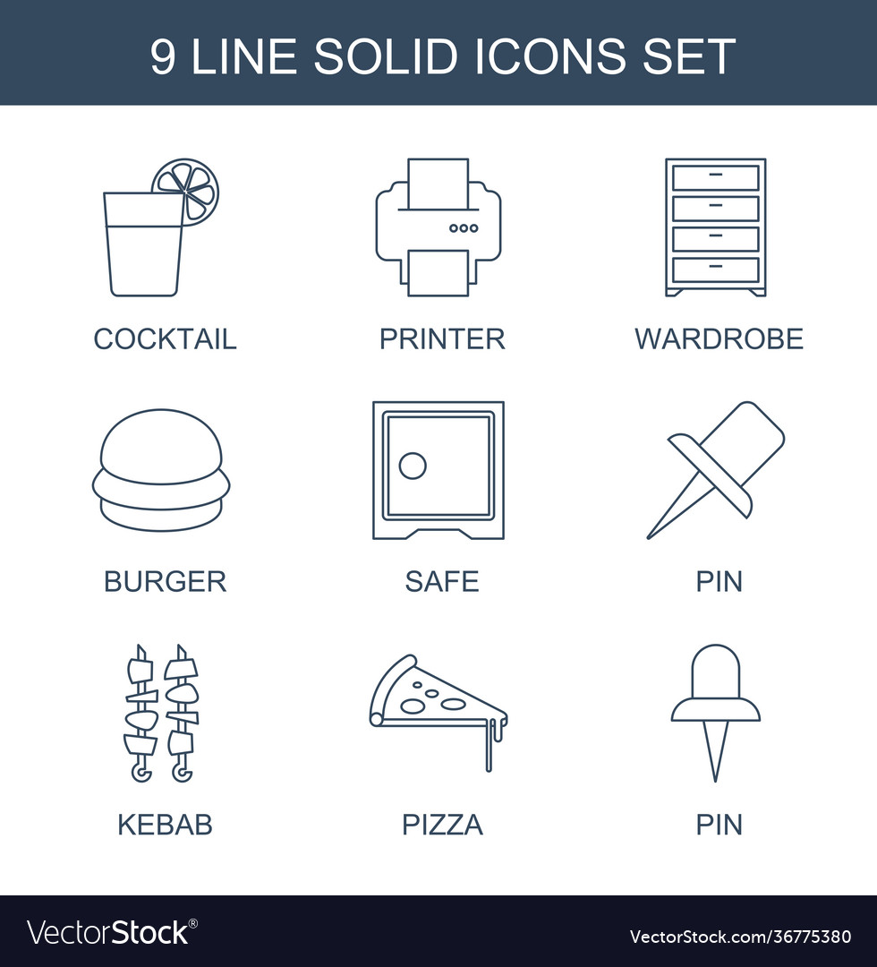 9 solid icons Royalty Free Vector Image - VectorStock