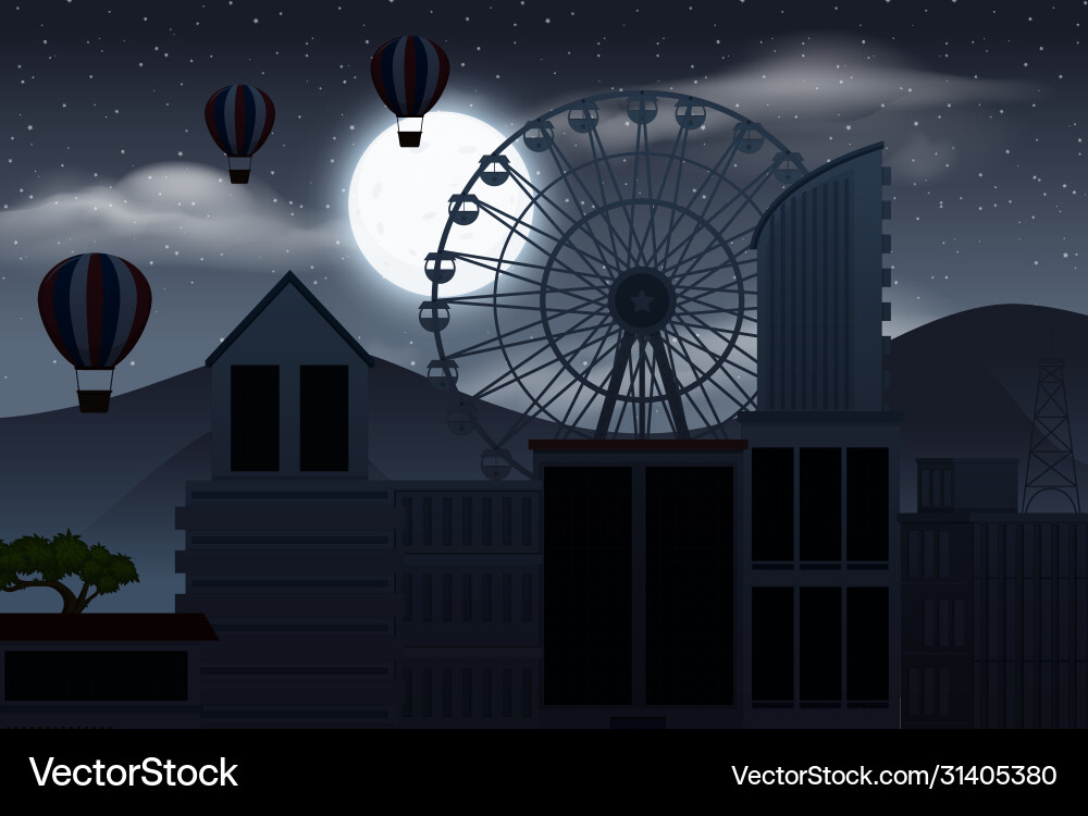 Background scene with dark sky over city Vector Image