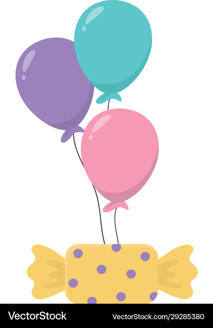 Balloons with sweet candy celebration party Vector Image