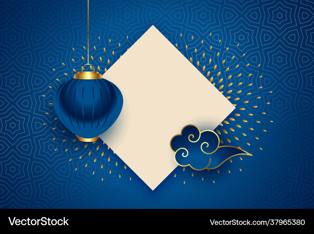 Blue chinese lamp and cloud background design Vector Image