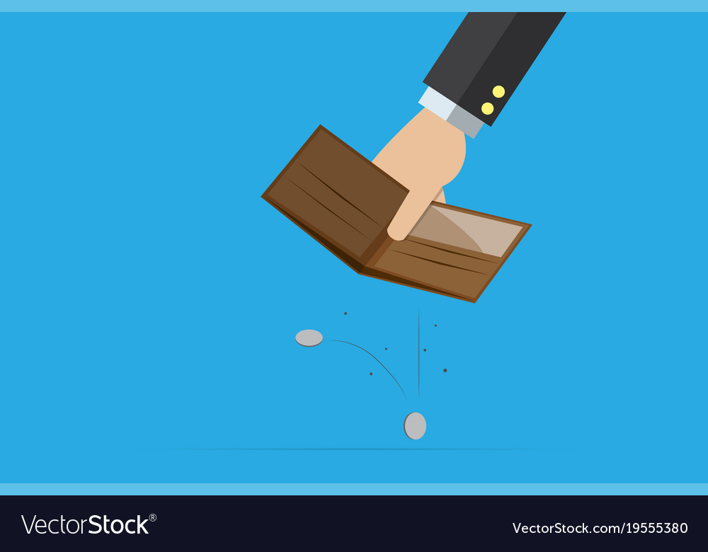Business hand holding empty wallet with coins Vector Image Business hand holding empty wallet with coins Vector Image