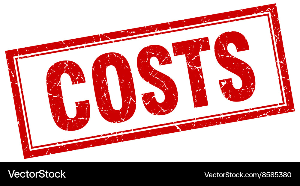 Costs red square grunge stamp on white Royalty Free Vector