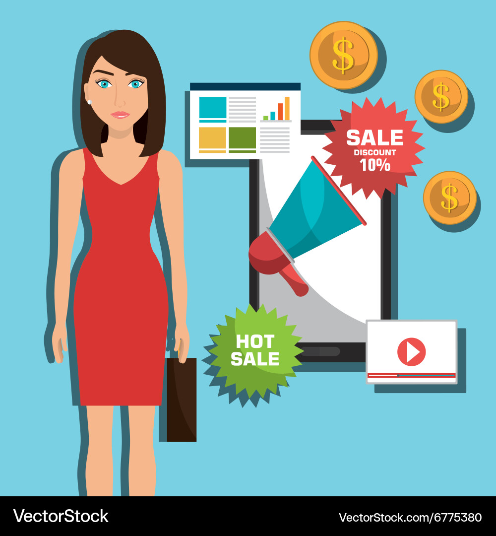 Digital marketing and sales Royalty Free Vector Image