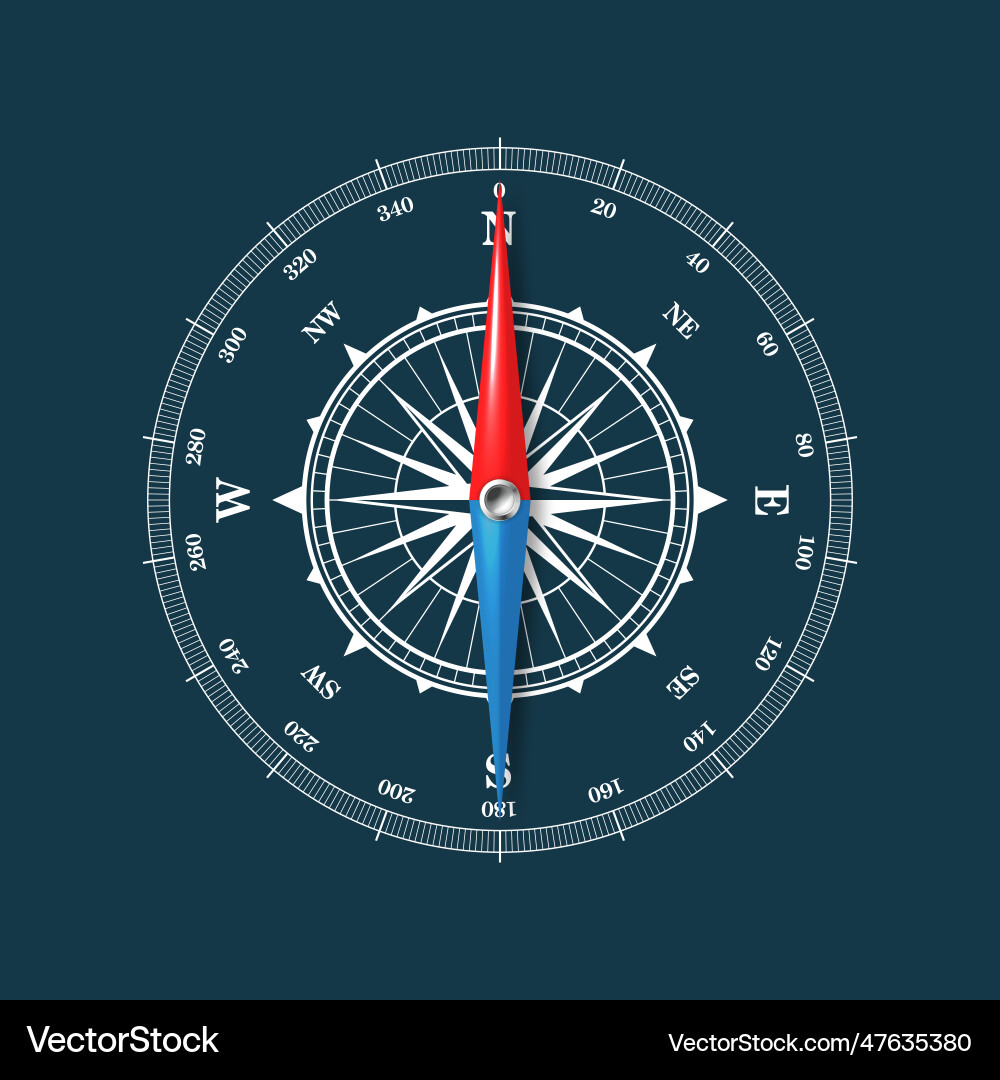 Marine compass nautical wind rose with cardinal Vector Image