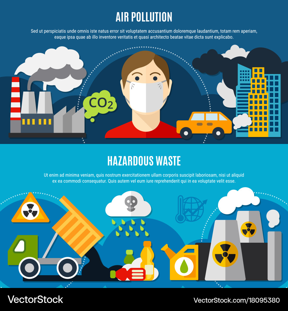 Pollution problem banners set Royalty Free Vector Image