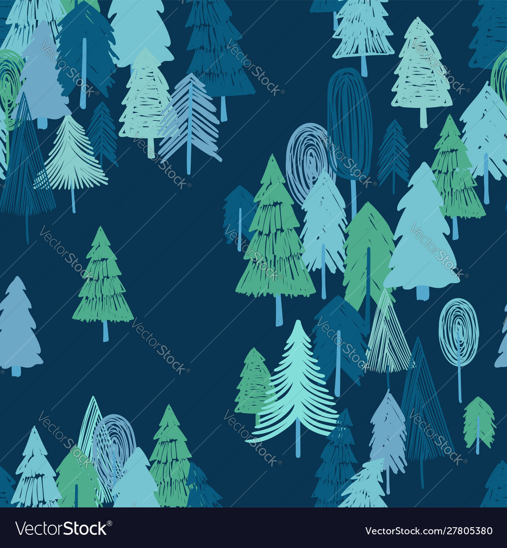 Seamless pattern of winter forest Royalty Free Vector Image