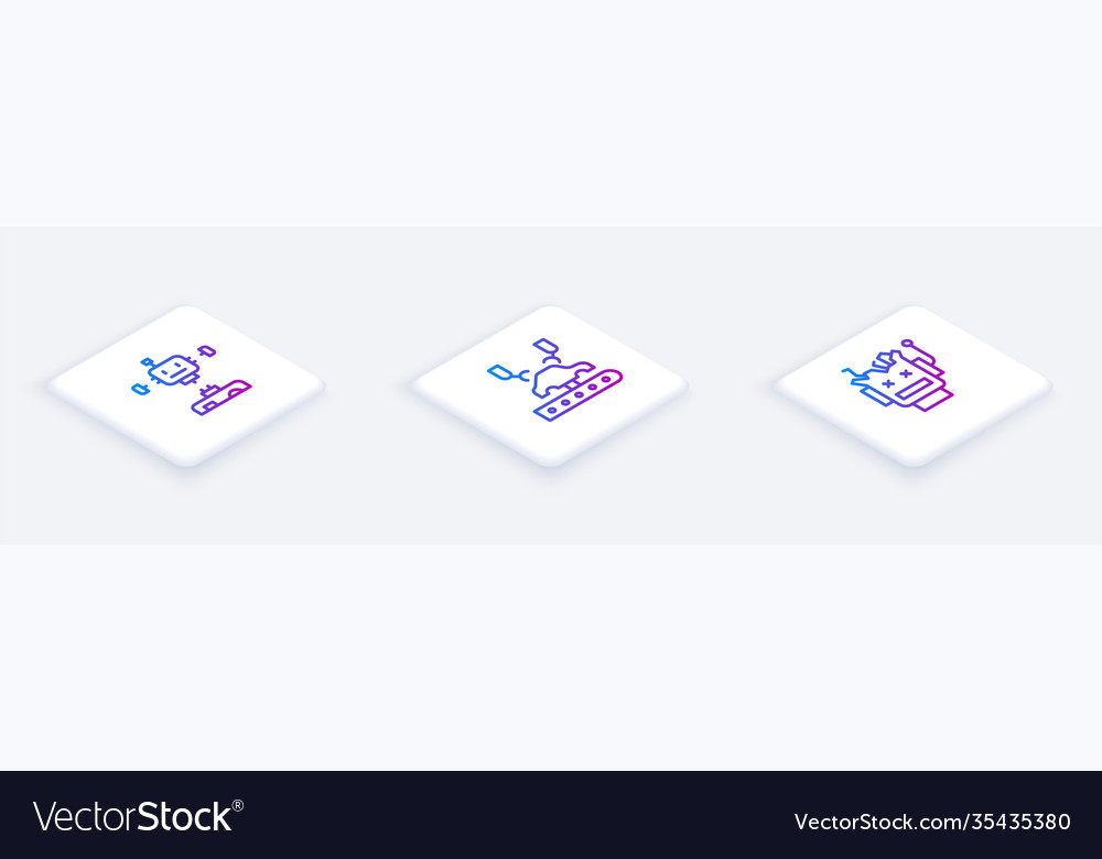 Set isometric line disassembled robot robotic arm Vector Image Set isometric line disassembled robot robotic arm Vector Image