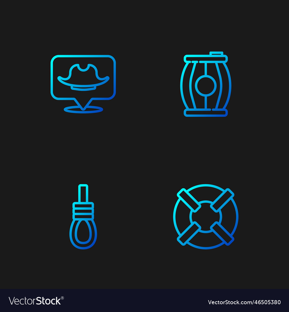 Set line lifebuoy gallows rope loop hanging Vector Image