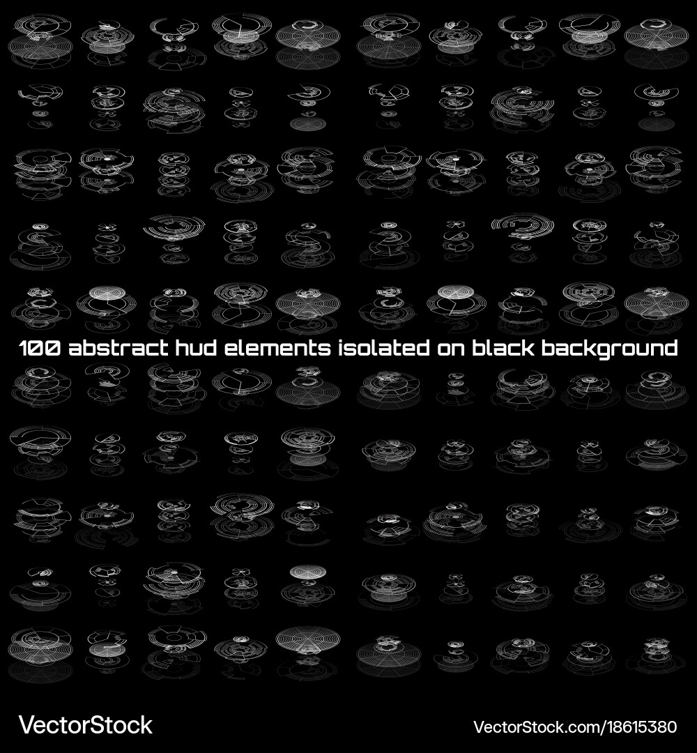 Set of abstract hud elements isolated on black Vector Image
