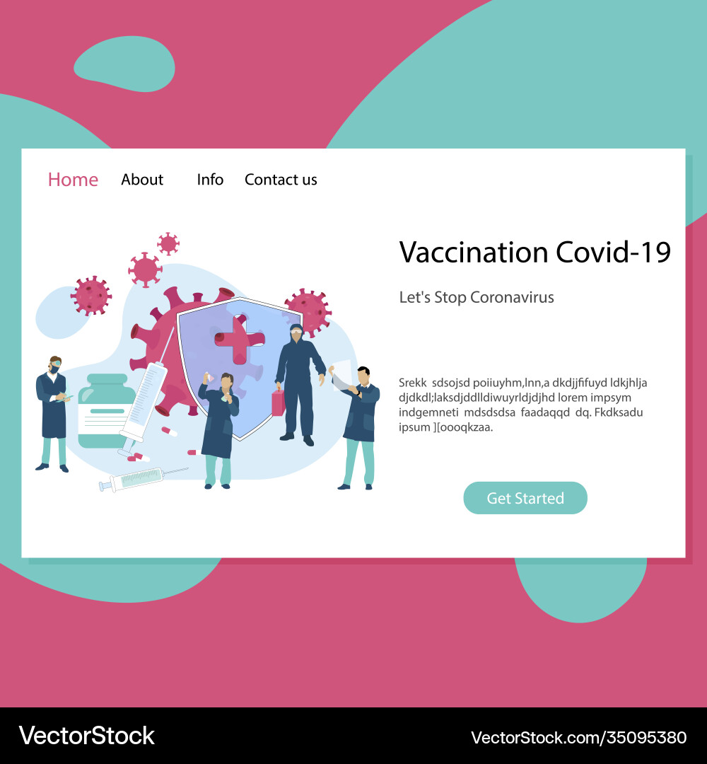 Vaccination covid-19 landing page immunization Vector Image