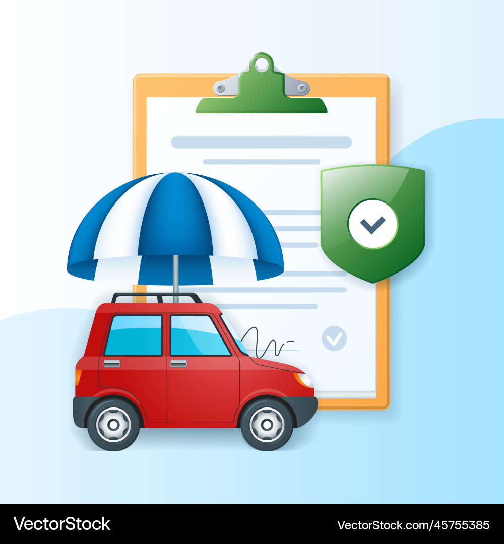 Car insurance in 3d style Royalty Free Vector Image