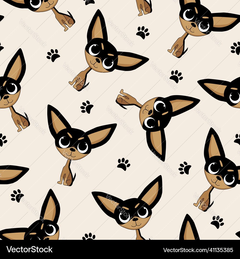 Cute chihuahua seamless pattern Royalty Free Vector Image