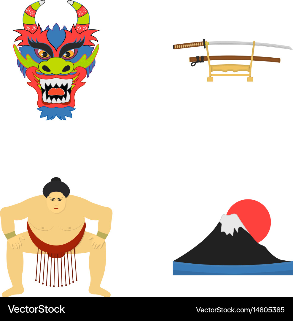 Dragon mask katano a man is sumo player Royalty Free Vector