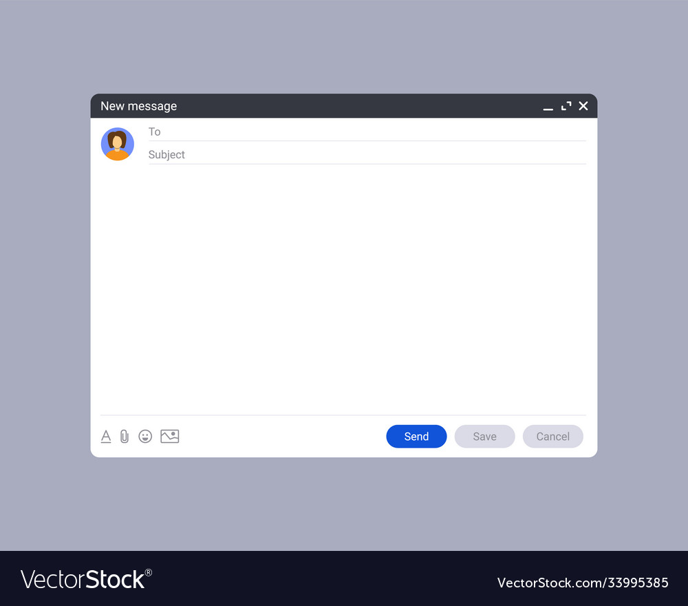 Email window template new message interface Vector Image