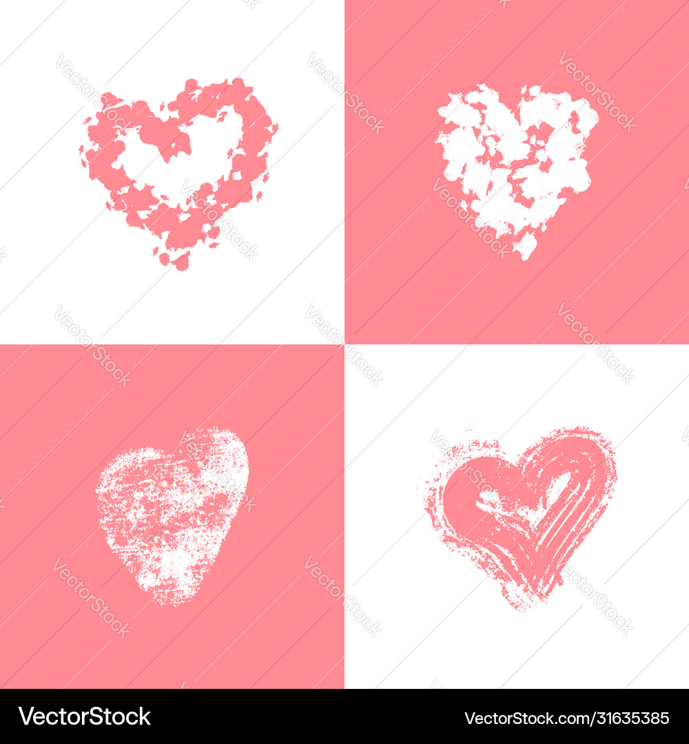 Four hearts pink and white Royalty Free Vector Image