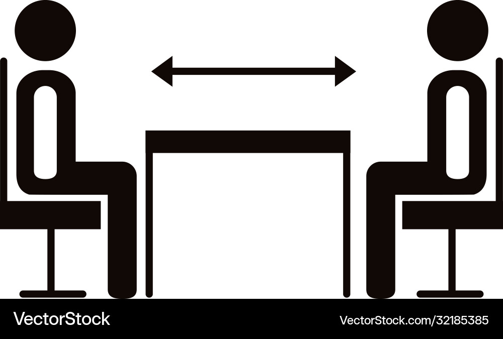 Humans distance social in dinner table silhouette Vector Image