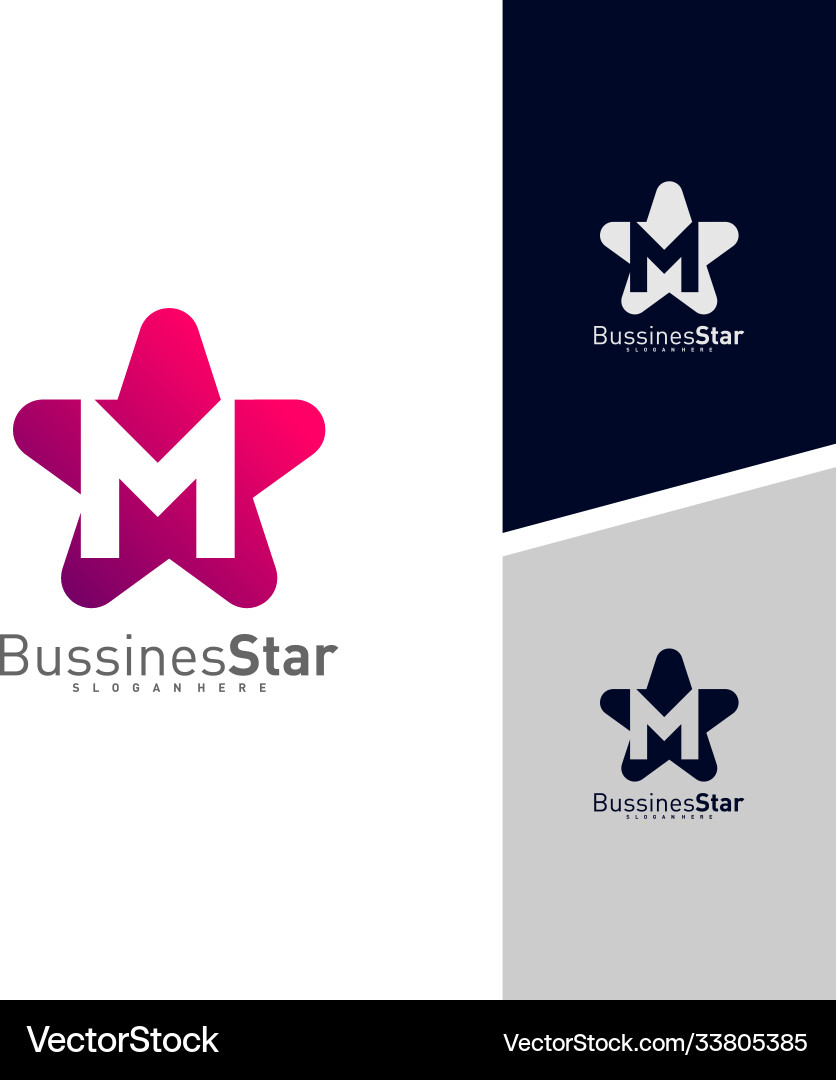 Letter m with star logo template design concept Vector Image